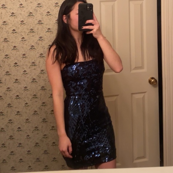 Windsor | Dresses | Windsor Black And Blue Sequin Dress | Poshmark